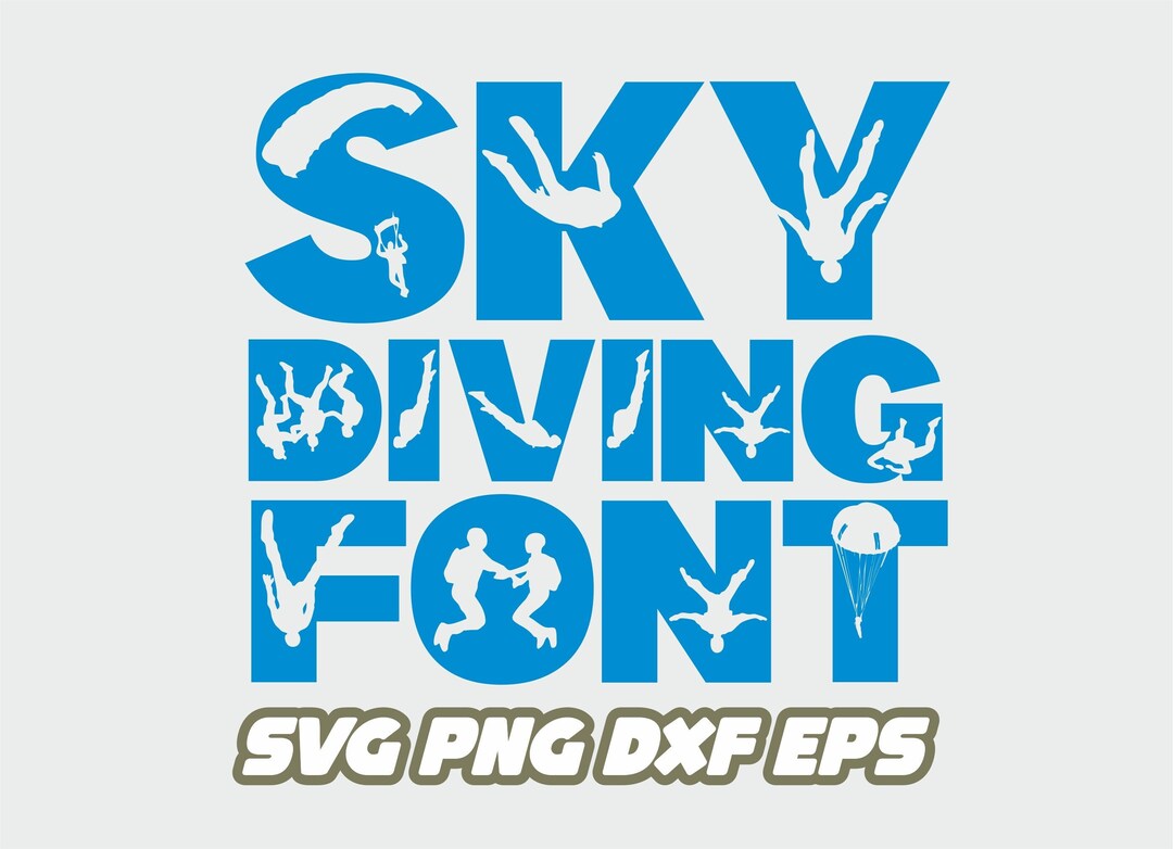 Sky Diving Svg, Skydiving Png, Parachute Svg, Sky Dive Font, Sky Diving ...