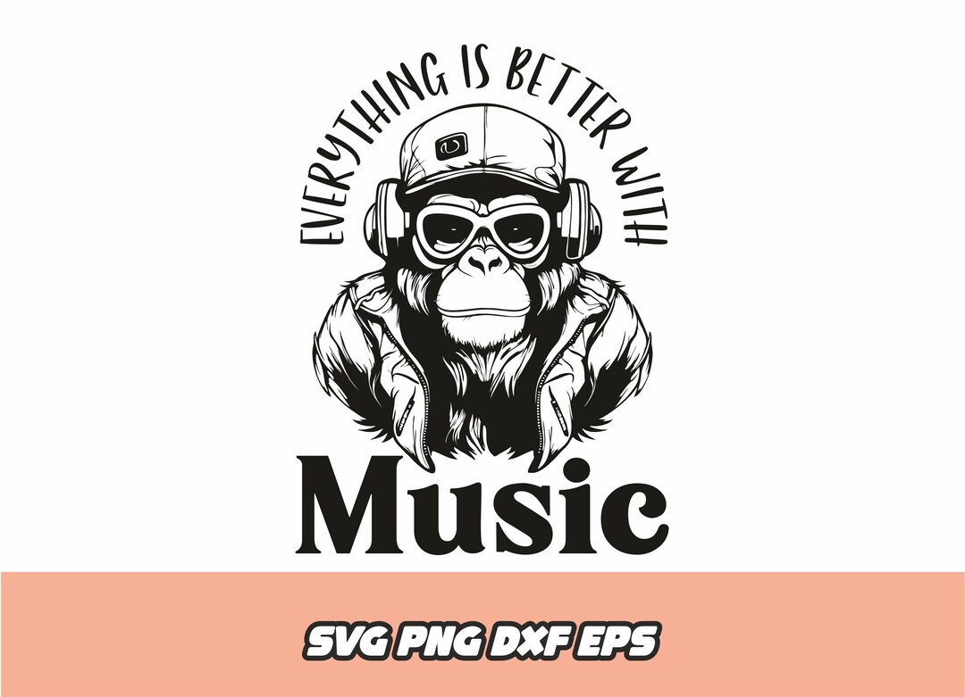 Cool Monkey Svg, Monkey in Sunglasses, Music Monkey Clipart, Cool Music ...