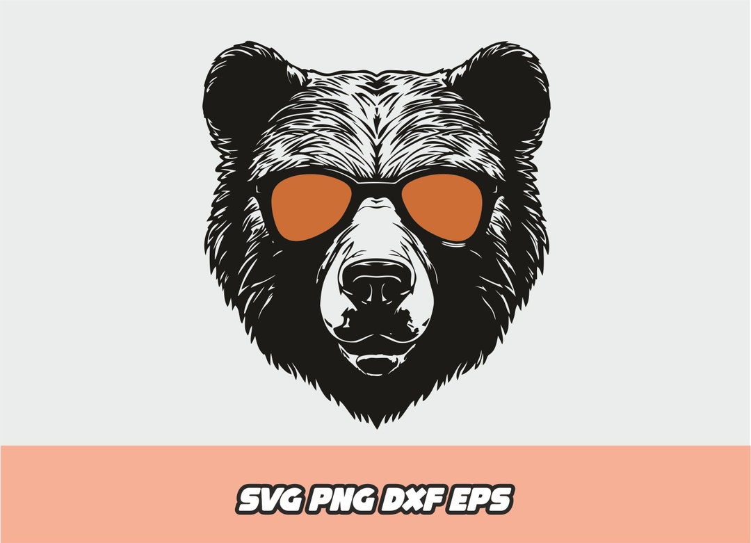 Bear in Sunglasses Svg, Bear Head Svg, Cool Bear Clipart, Wild Life Svg ...