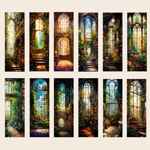 Floral Library Printable Bookmarks Set, Vintage Library Bookmark Design ...