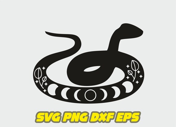 Snake Celestial Svg Black Snake Silhouette Snake Moon Svg - Etsy