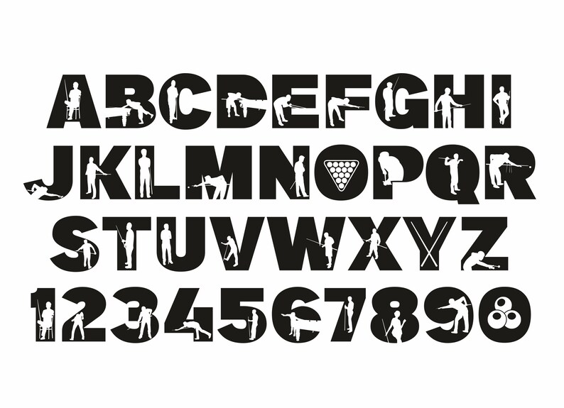 Billiard Font Billiard Svg Snooker Svg Billiard Player - Etsy Canada