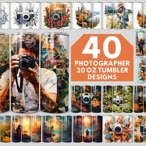 Photographer Tumbler Wrap Png, Photo Camera 20 Oz Skinny Tumbler ...