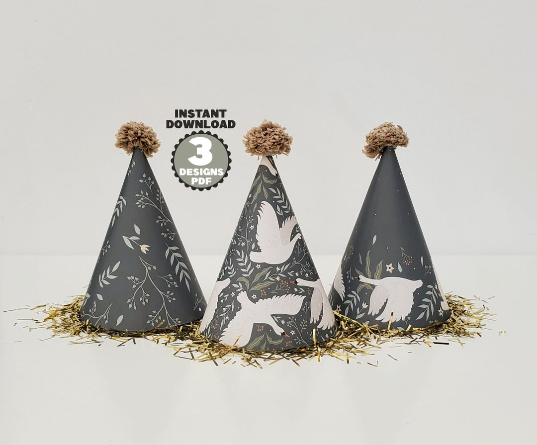 Printable Wildflowers Party Hat, Floral Theme Party Decor, Flowers ...