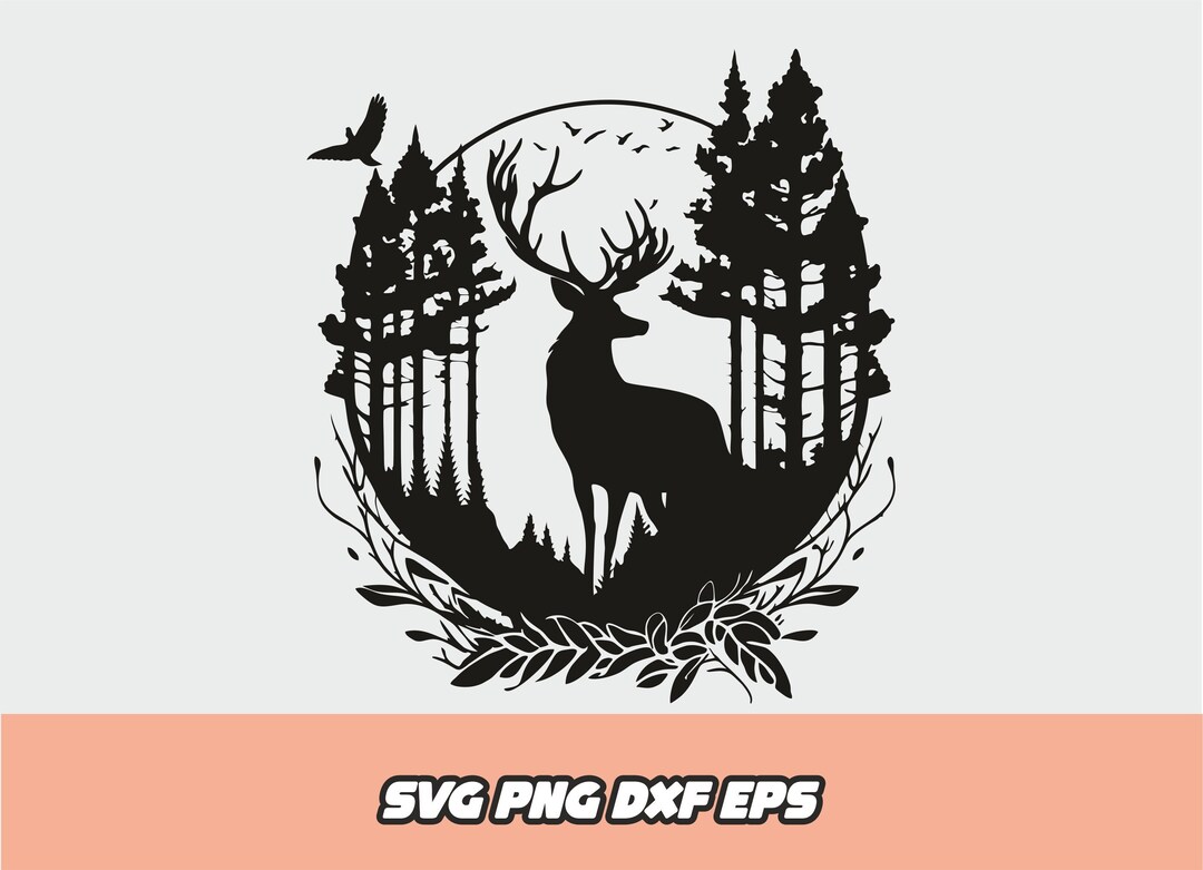Forest Deer Svg, Buck Svg, Deer Silhouette, Hunting Svg, Buck in the ...