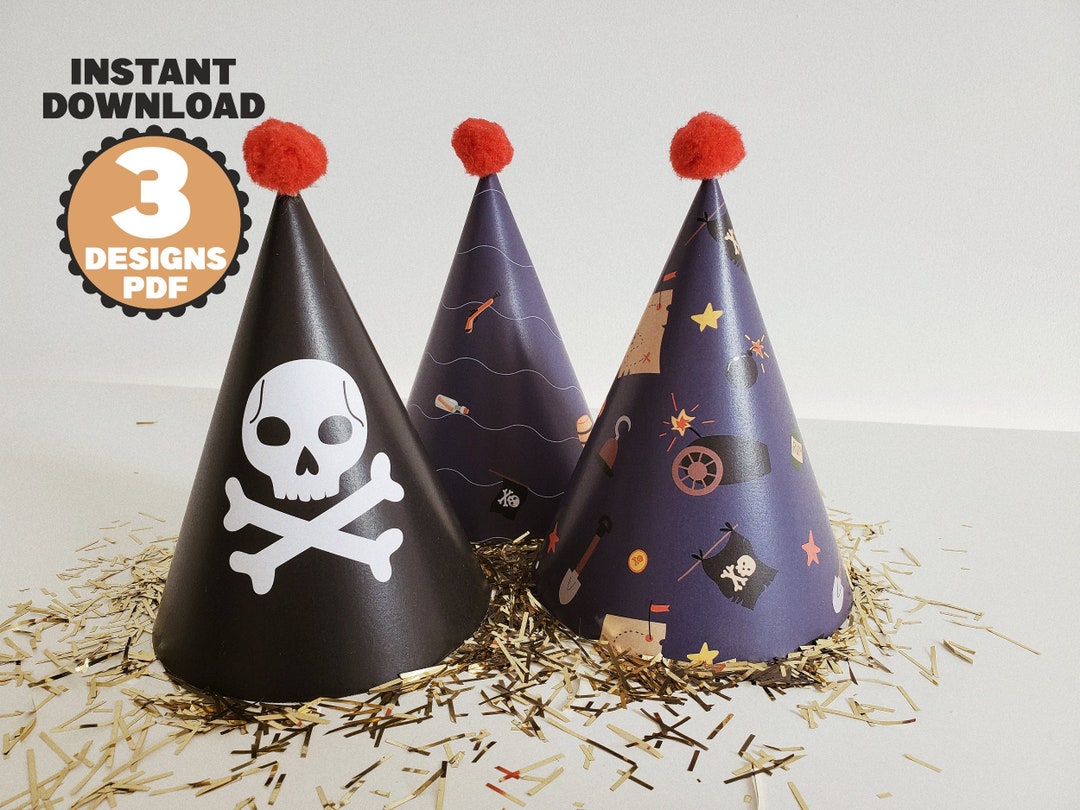 Printable Pirates Party Hat, Pirate Party Decor, Marine Decor Birthday ...