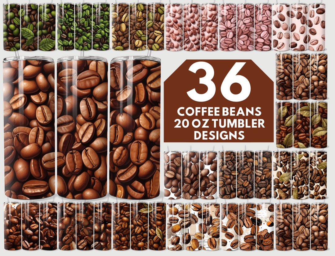 Coffee Tumbler Wrap Png, Coffee Beans 20 Oz Skinny Tumbler Sublimation ...