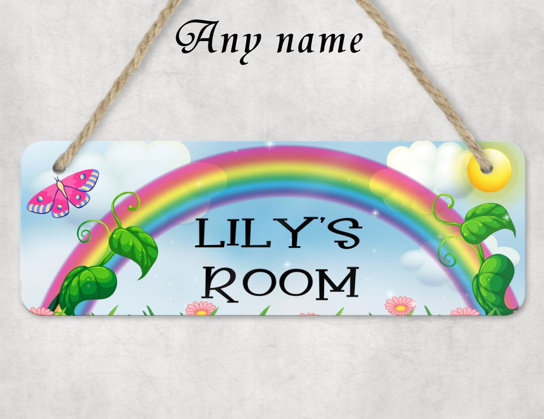 Rainbow Door Sign MDF Wooden Personalised With Name - Etsy