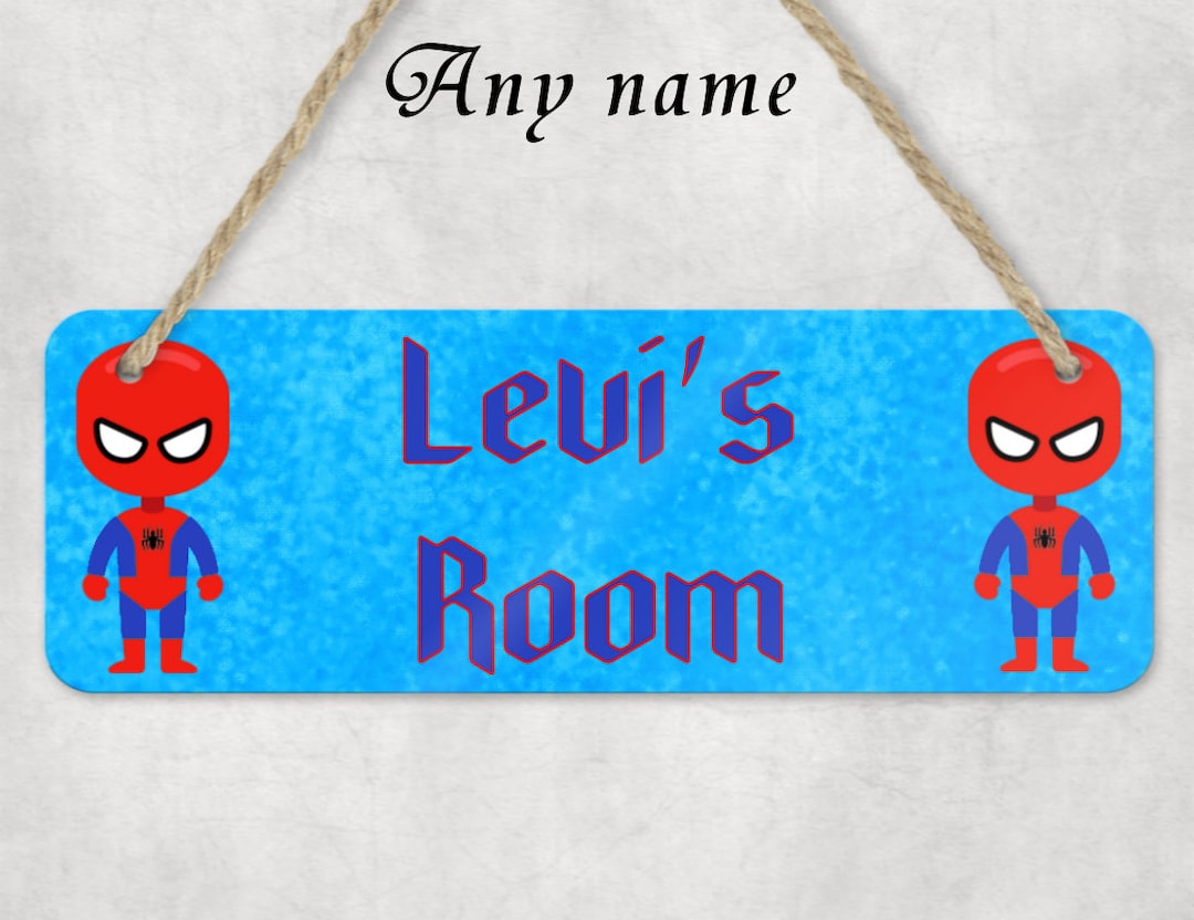 Spider Man Super Hero Door Sign - MDF Wooden - Personalised With Name ...