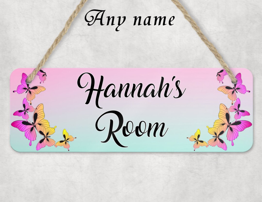Butterflies Door Sign MDF Wooden Personalised With Name - Etsy