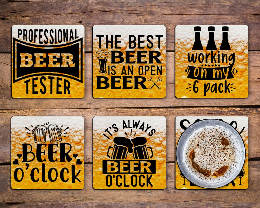 Beer Drink Coasters Set of 6 Quotes Rubber Backing - Etsy Australia
