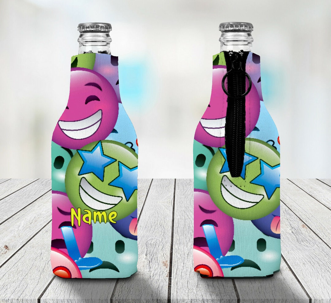 Smiley Face Emoji Personalised Stubby Holder Zip up Bottle - Etsy