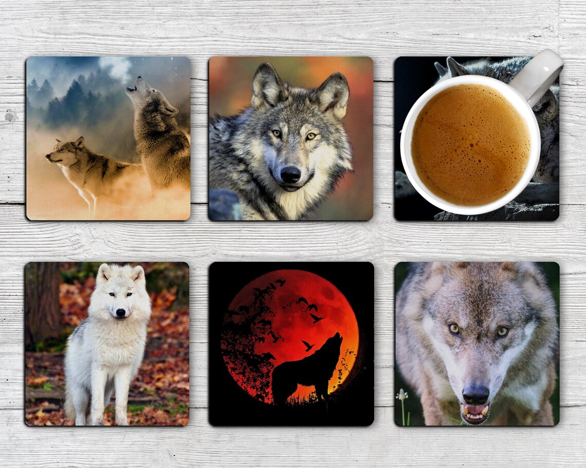 Wolf Drink Coasters X 6 - Etsy