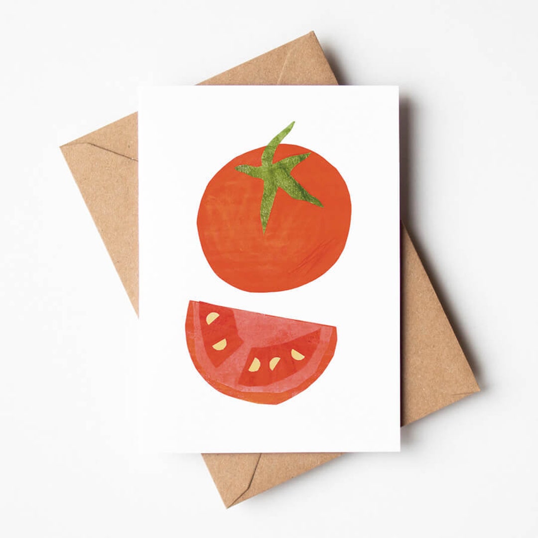 Big Red Tomato Card, Eco-friendly Greeting Card, Illustrated Vegetable ...