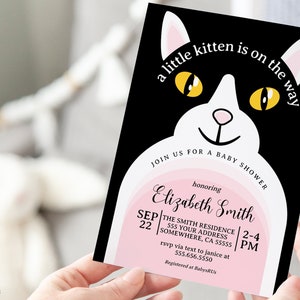 Cat Themed Baby Shower Invitation, Kitten Arch Party Invites, Printable ...