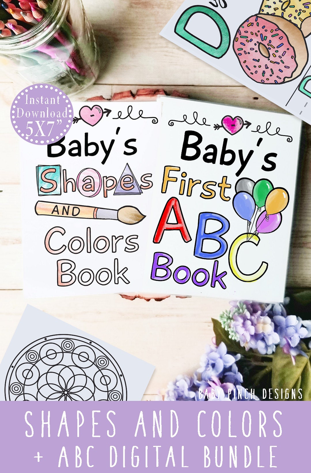 DIY ABC + Shapes and Colors Book Bundle, Alphabet Letters Coloring ...