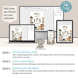 Forest Baby Shower Guest Book Alternative, Editable Woodland Animal ...