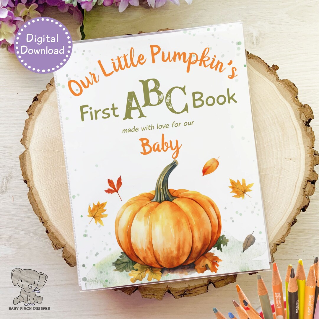 Little Pumpkin Editable Guest Book Alternative, ABC Book Baby Shower ...