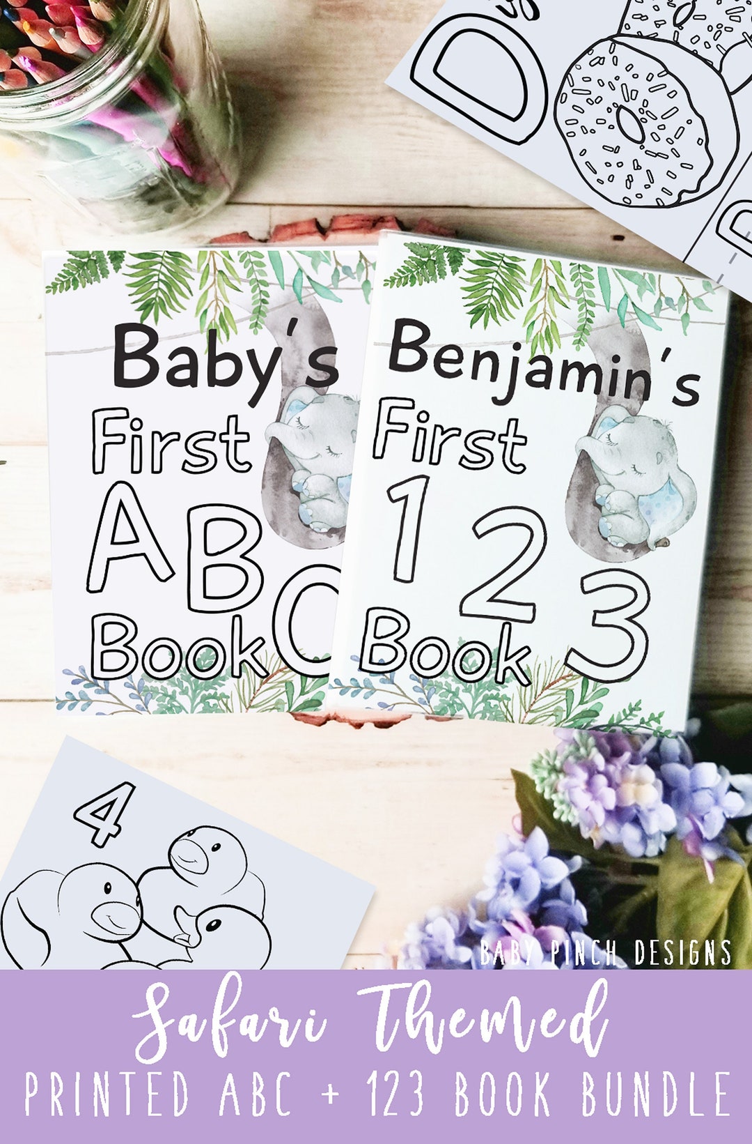 Safari Jungle Themed ABC & Numbers Baby Shower Bundle, Printed and ...