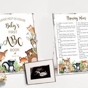 Woodland Baby Shower Guest Book, Editable ABC Alphabet Coloring ...
