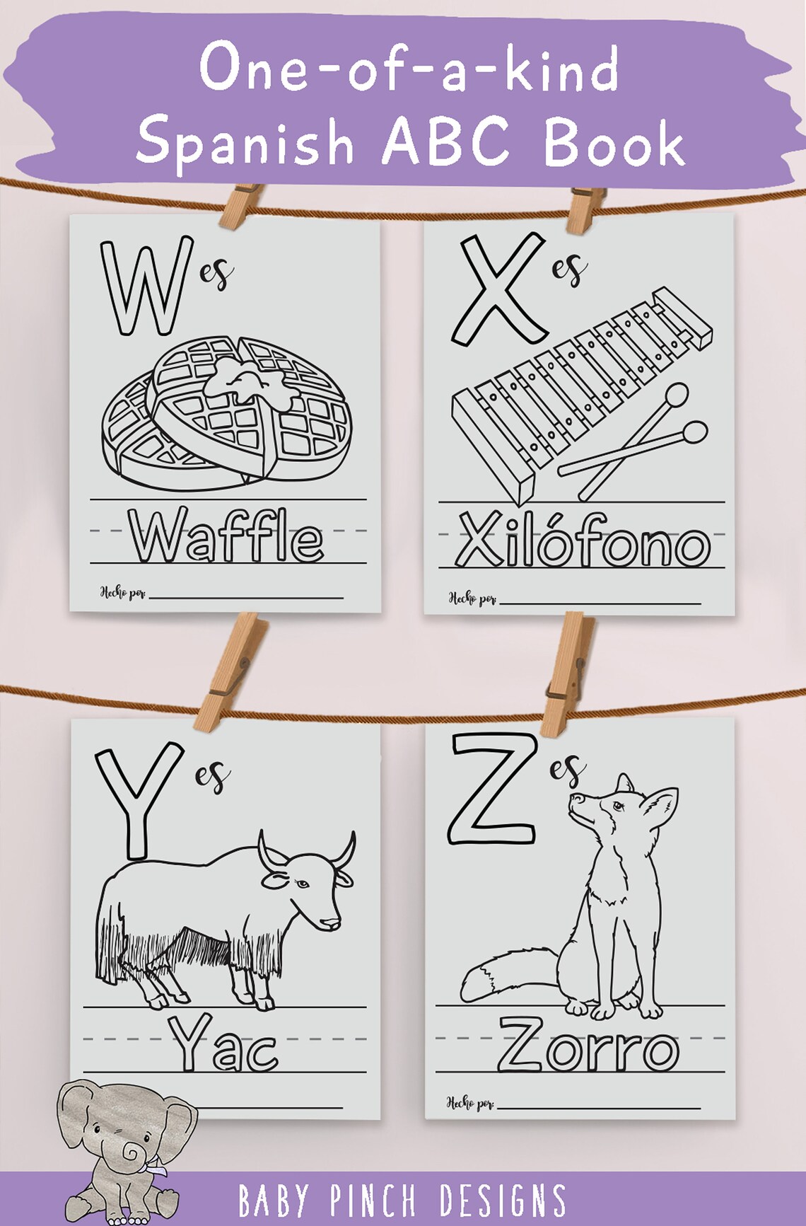 Spanish ABC Coloring Book Juegos De Baby Shower Alternative | Etsy