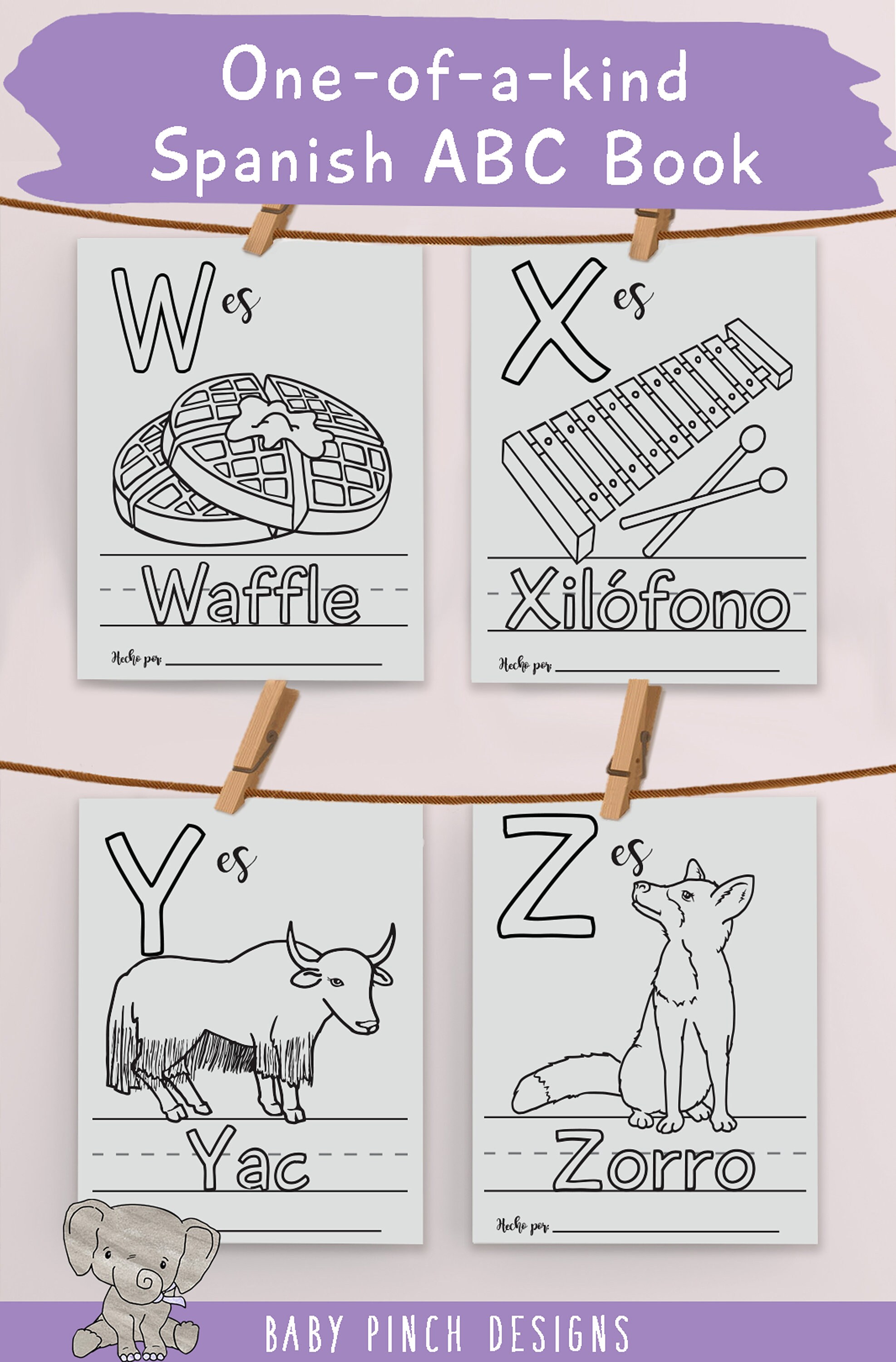 Spanish ABC Coloring Book Juegos De Baby Shower Alternative | Etsy