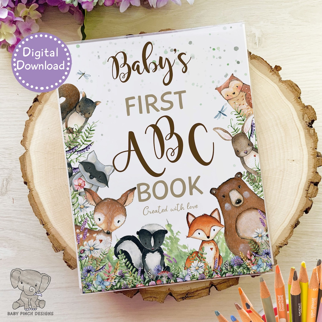 Woodland Baby Shower Guest Book, Editable ABC Alphabet Coloring ...