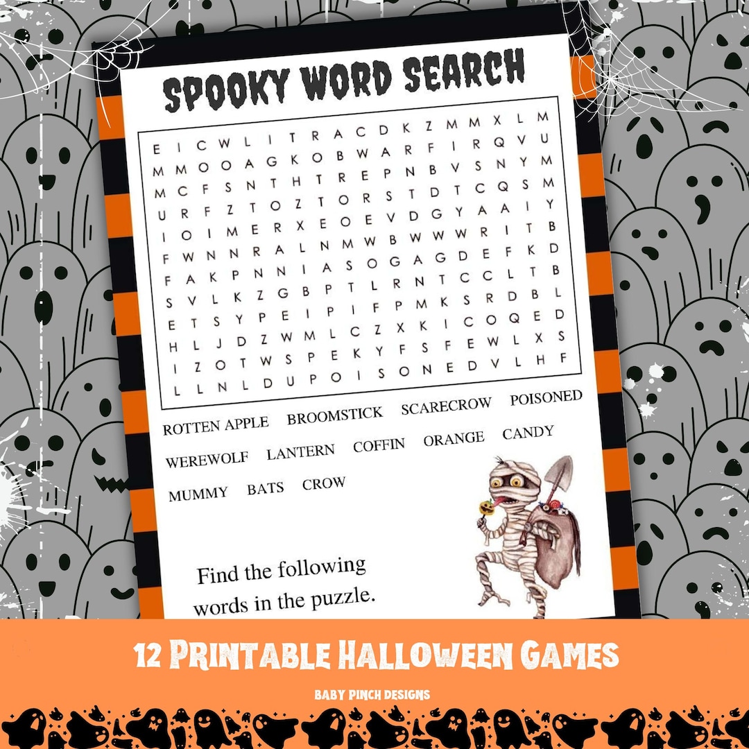 Kids Halloween Printable Games Bundle, Halloween Party Activity, 12 ...