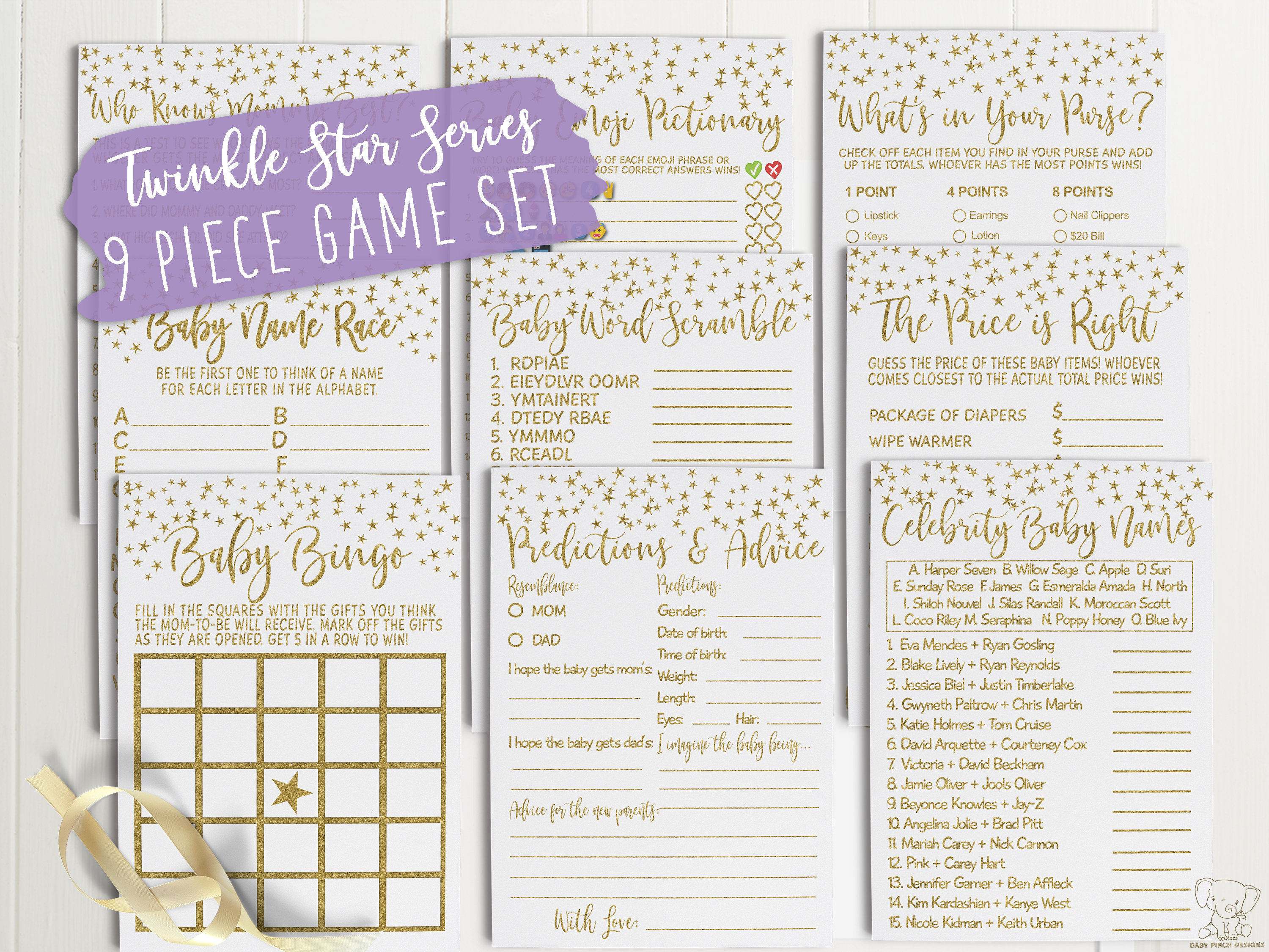 Twinkle Twinkle Little Star Baby Shower Games With a Stunning Gold ...