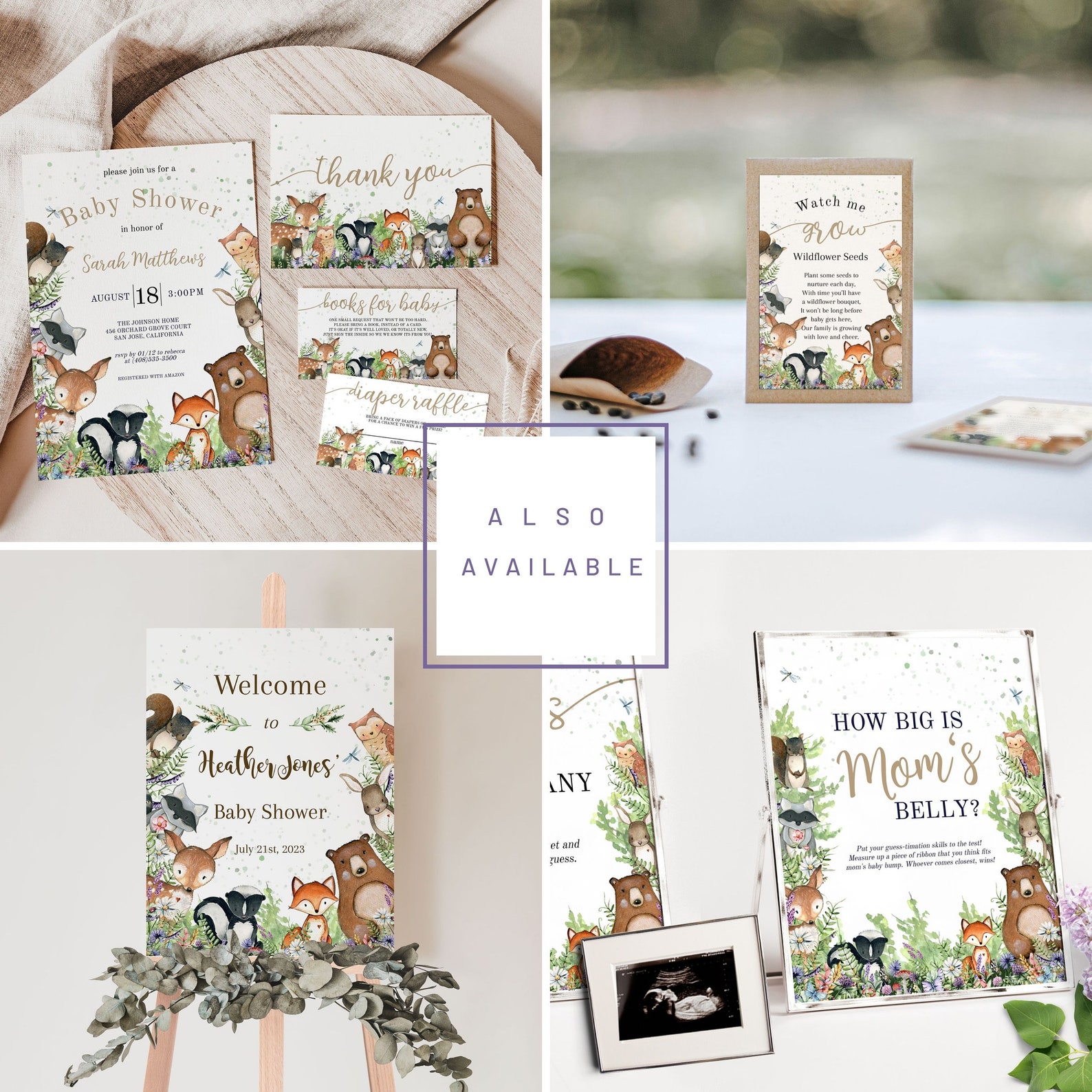 Adventure Baby Shower ABC Guest Book, Woodland Coloring Activity for ...