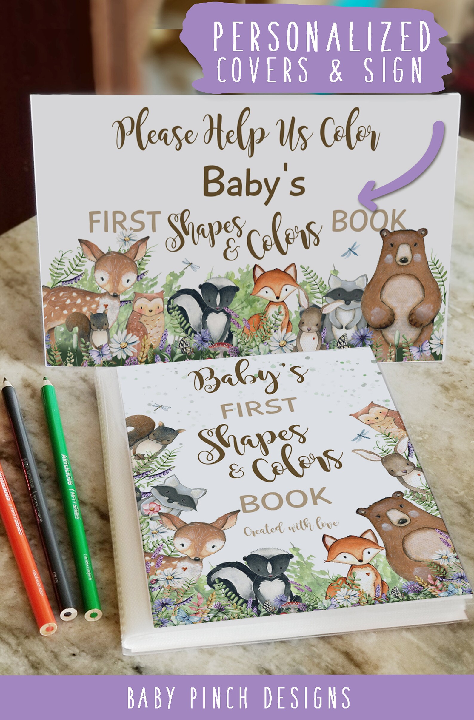 Woodland Baby Shower ABC Guest Book First Shapes & Colors - Etsy