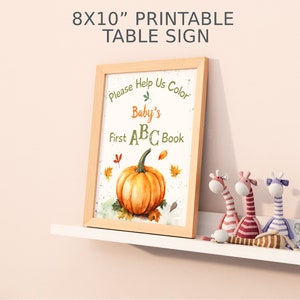 Little Pumpkin Editable Guest Book Alternative, ABC Book Baby Shower ...