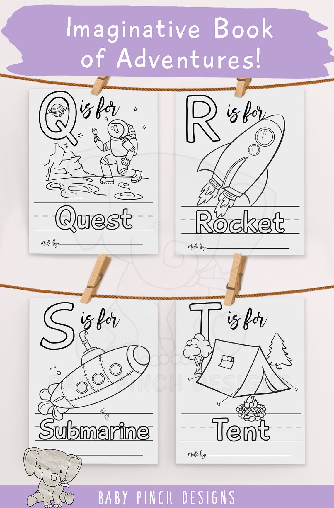 Adventure Baby Shower ABC Guest Book, Woodland Coloring Activity for ...