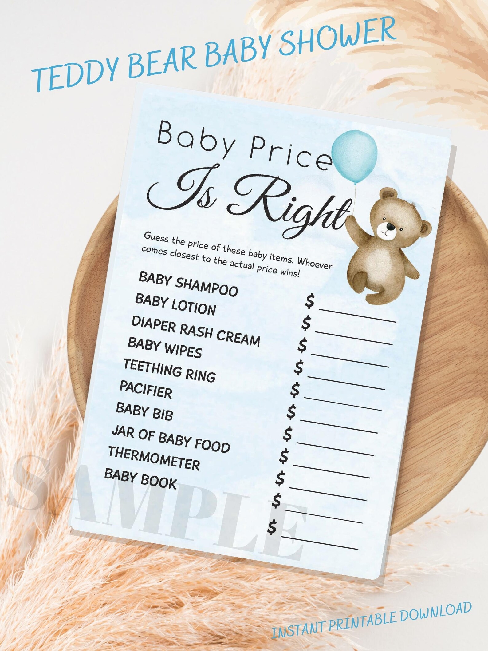 Teddy Bear Baby Shower Games, Baby Blue Boy Balloon Theme, I Can Bearly ...