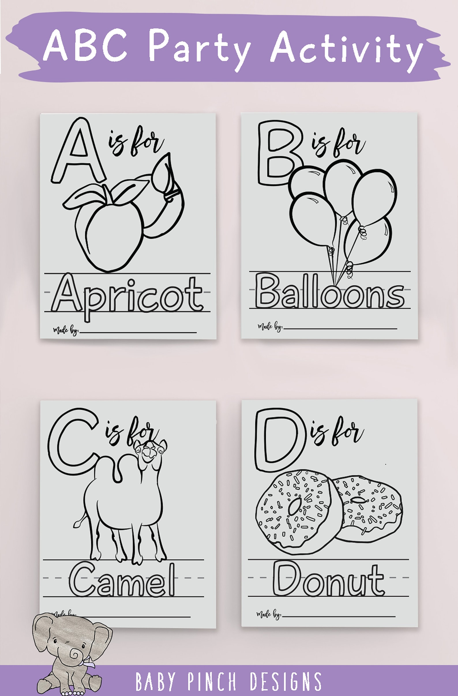 Book Themed Baby Shower ABC Book Fun First Alphabet Activity - Etsy