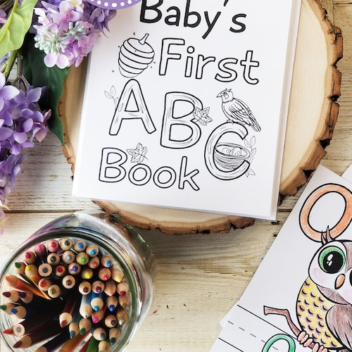 Baby's First ABC Book Baby Shower Game Alphabet Coloring - Etsy