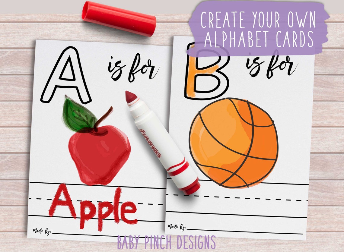 ABC Blank Alphabet Template DIY Alphabet Cards Coloring | Etsy