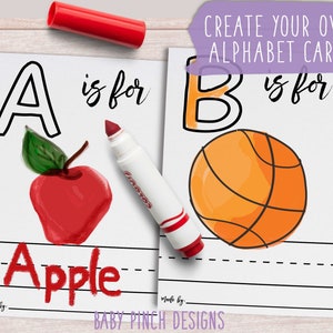 ABC Blank Alphabet Template | DIY Alphabet Cards| Coloring Pages | Baby ...