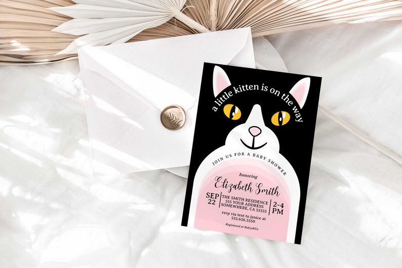 Cat Themed Baby Shower Invitation Kitten Arch Party Invites - Etsy