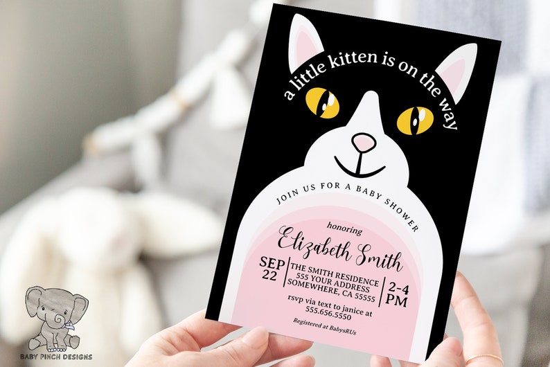 Cat Themed Baby Shower Invitation Kitten Arch Party Invites - Etsy