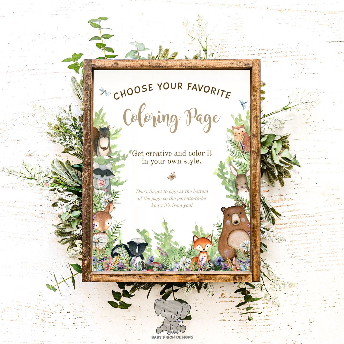 Adventure Baby Shower ABC Guest Book, Woodland Coloring Activity for ...