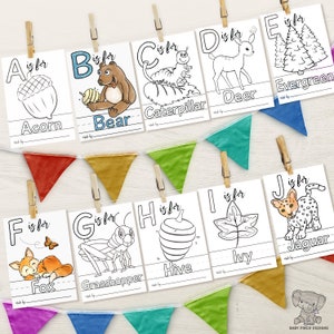 Woodland Baby Shower Guest Book, Editable ABC Alphabet Coloring ...