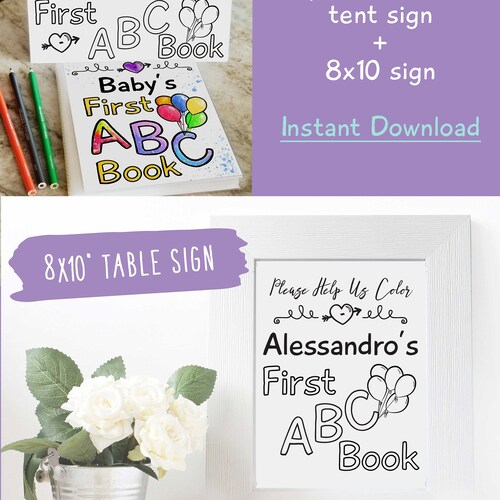 Baby's First ABC Book Baby Shower Game Alphabet Coloring - Etsy