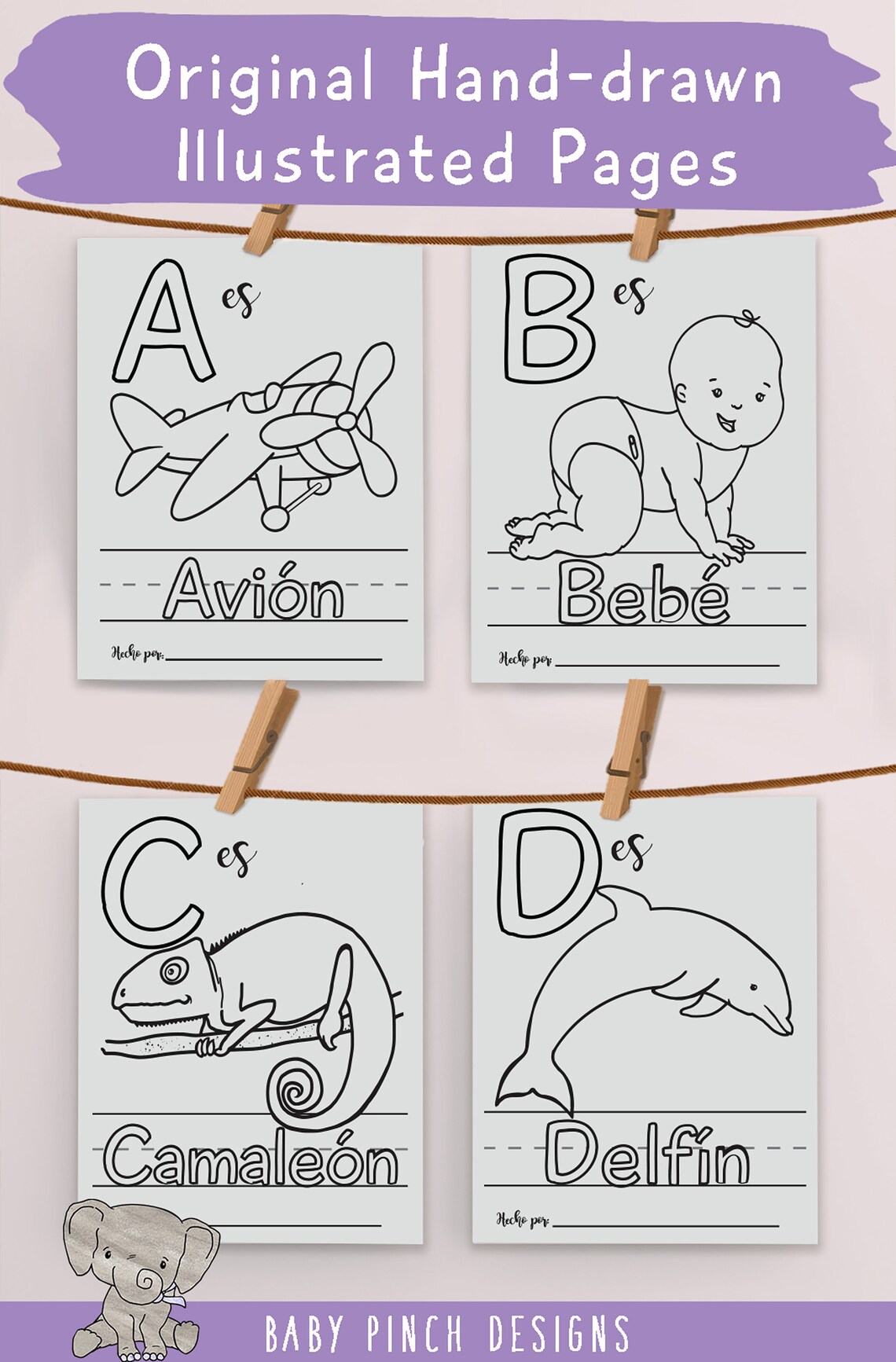 Spanish ABC Coloring Book Juegos De Baby Shower Alternative | Etsy