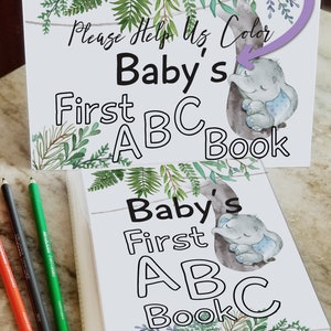 Elephant Safari Jungle ABC Baby Shower Book, Alphabet Letters Coloring ...