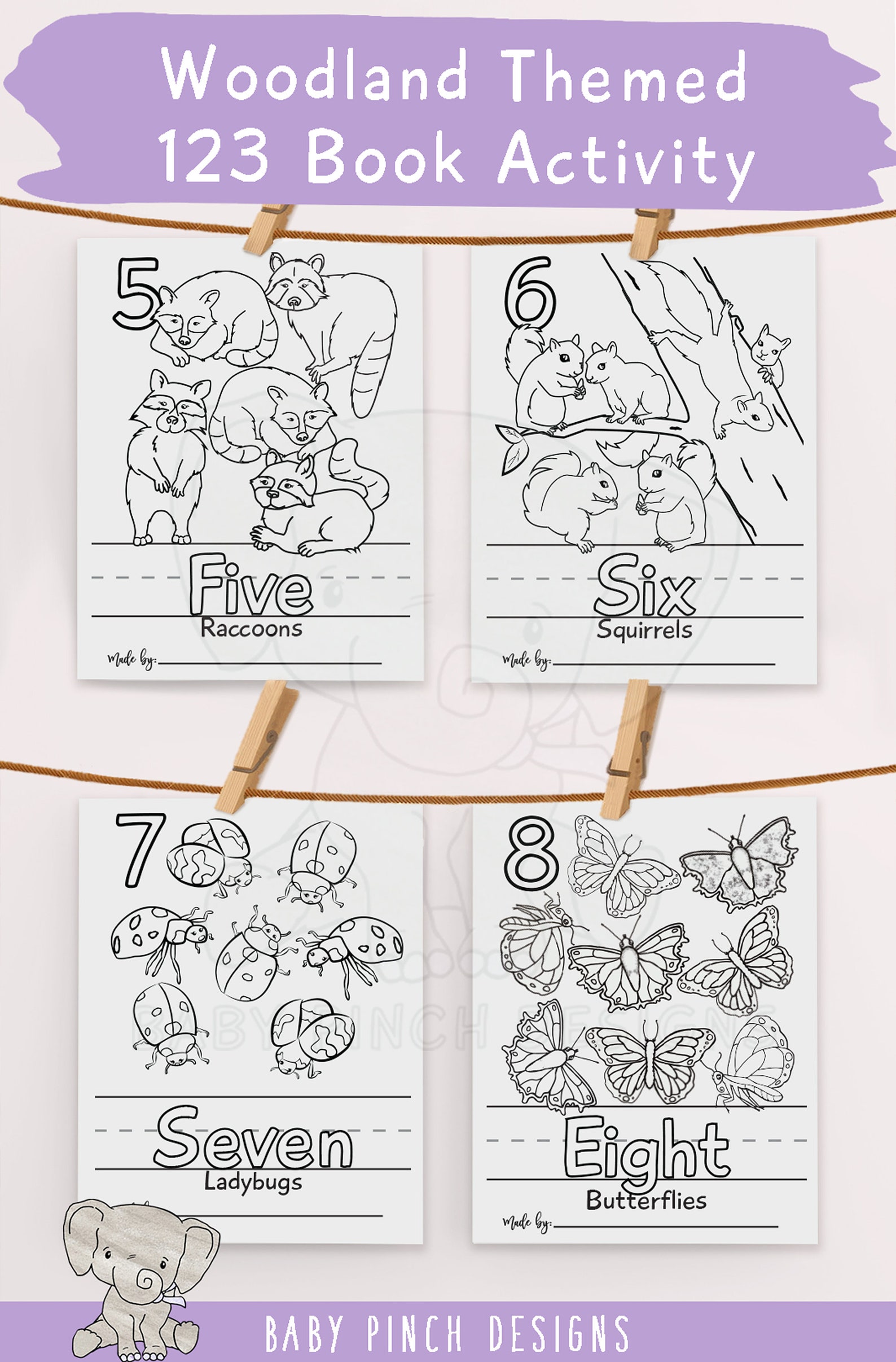 DIY Woodland ABC + 123 Group Activity for Book Themed Baby Shower ...