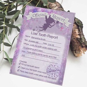 Tooth Fairy Note Receipt Certificate Lost Teeth Chart Door Hanger ...