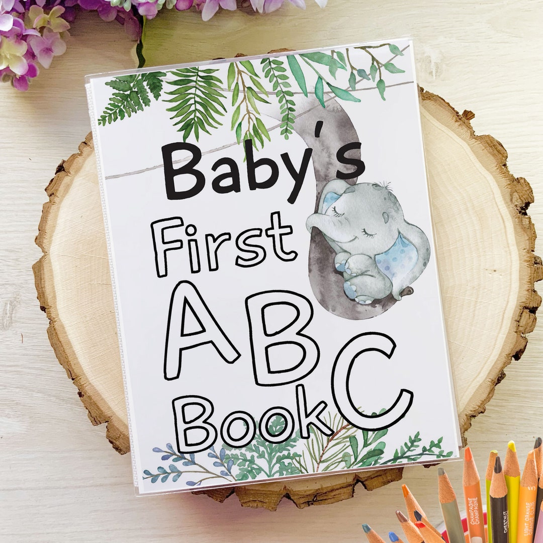 Elephant Safari Jungle ABC Baby Shower Book, Alphabet Letters Coloring ...
