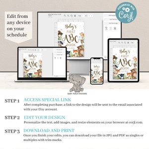 Adventure Baby Shower ABC Guest Book, Woodland Coloring Activity for ...