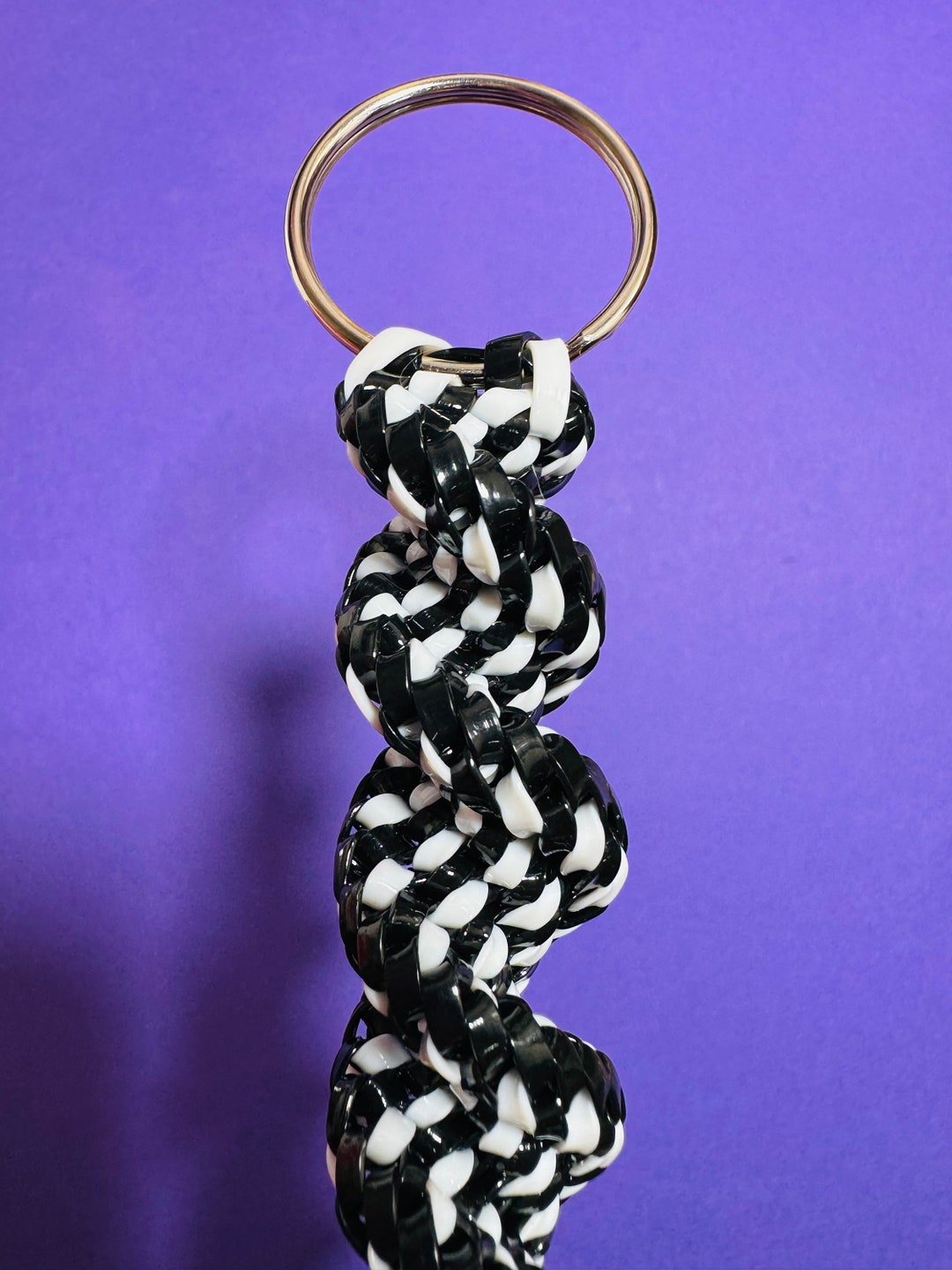 Retro 90s Keychains Black & White Double Zebra Twisty Lanyard ...